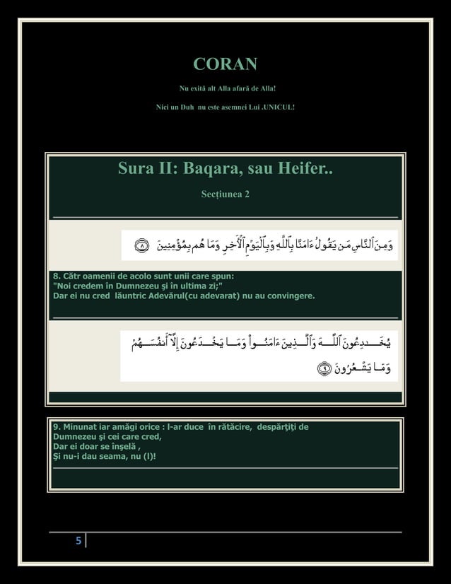Coranul Sura ii Baqara [ vaca] sau Heifer.. sectiunea 1 si 2 | DOCX
