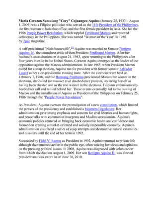 Corazon cojuangco aquino | DOCX