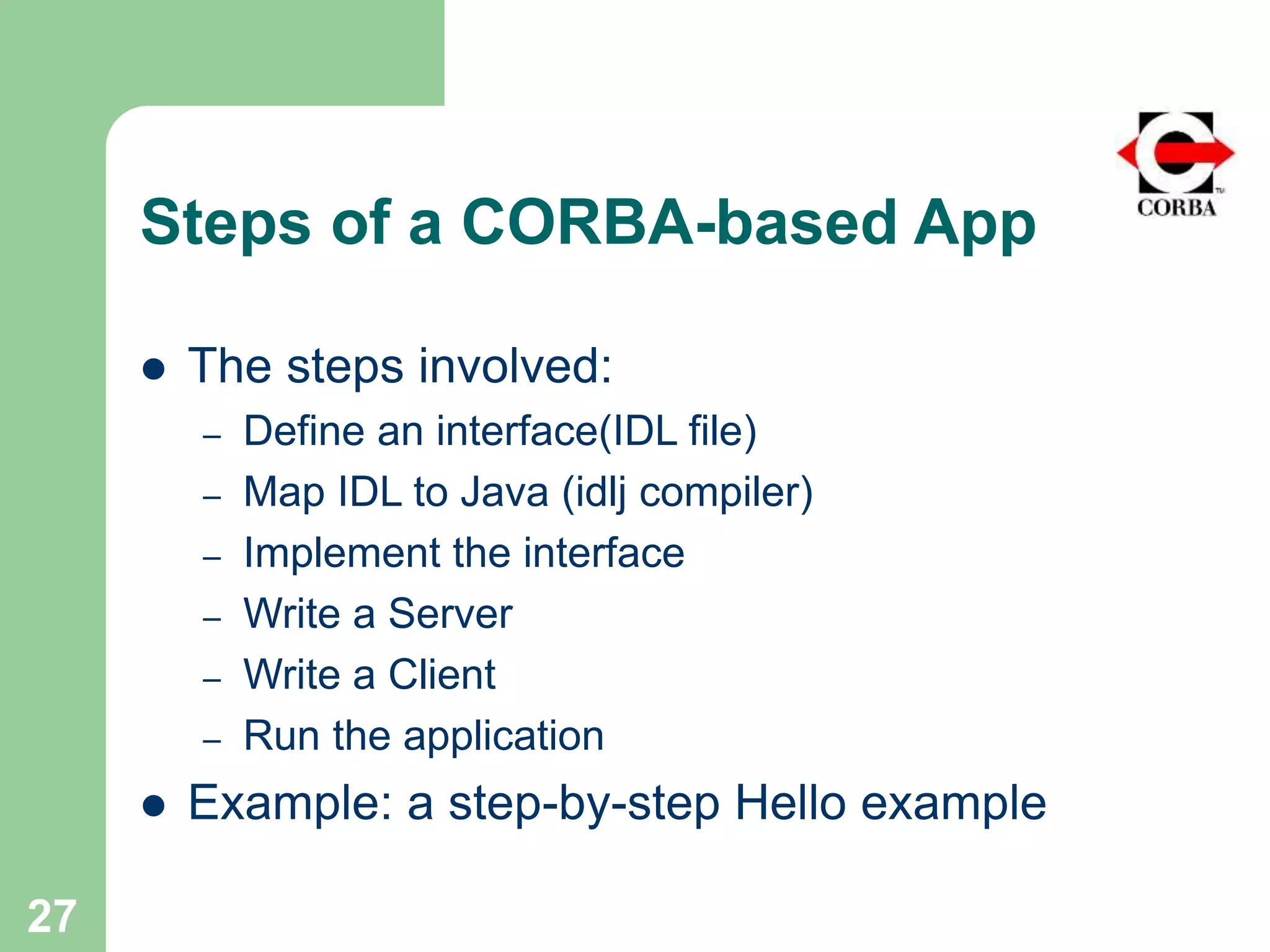 Corba introduction and simple example | PPT