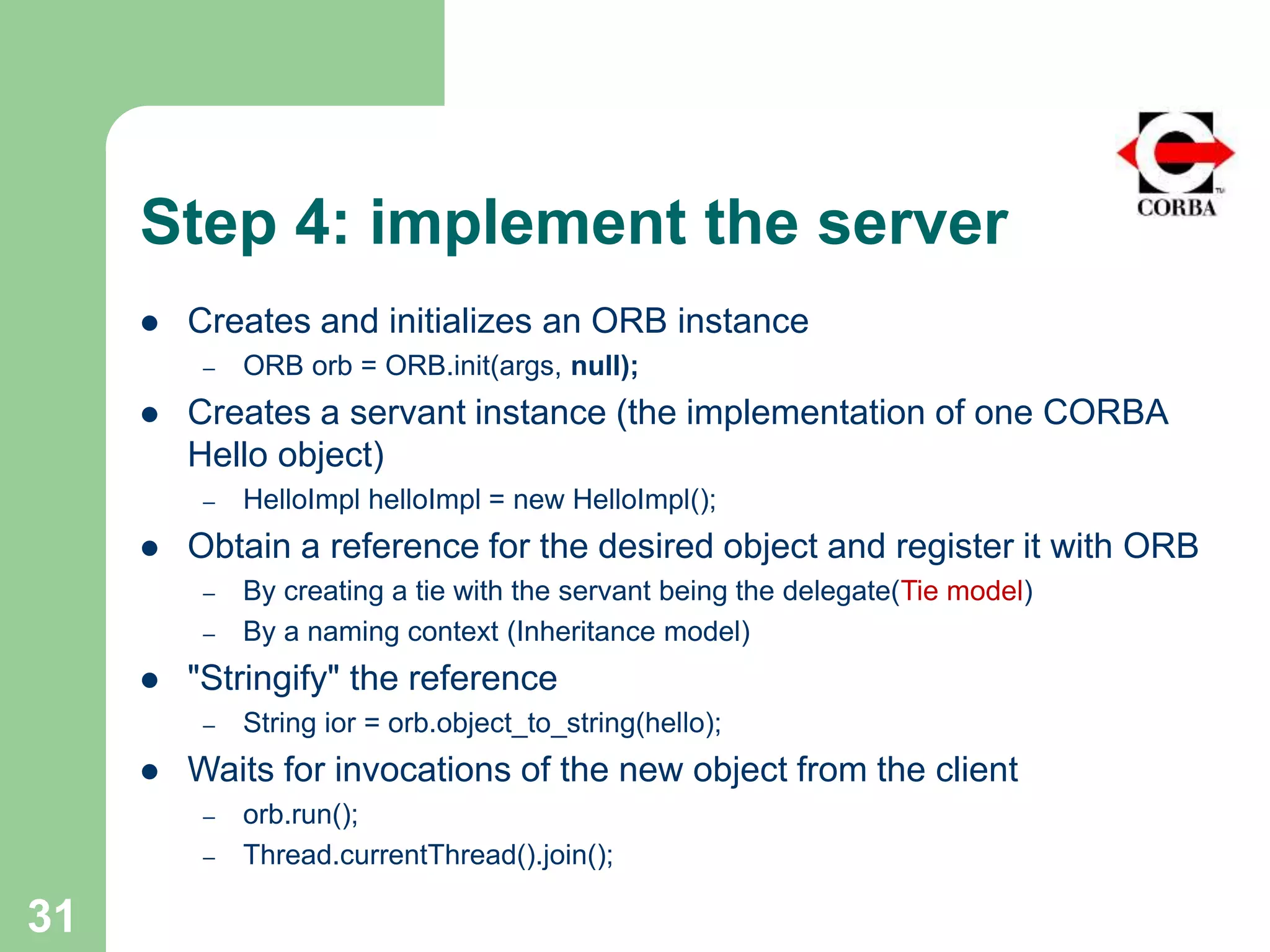 Corba introduction and simple example | PPT