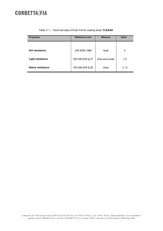 Corbetta Fia - Technical data sheet | PDF