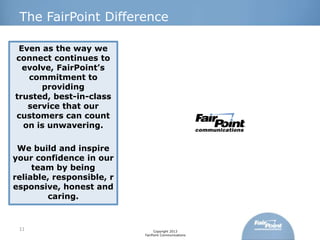 FairPoint Communications Corporate Overview 2013 | PPTX | Computer ...
