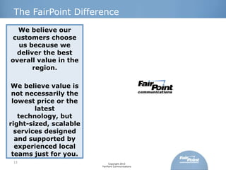 FairPoint Communications Corporate Overview 2013 | PPTX | Computer ...