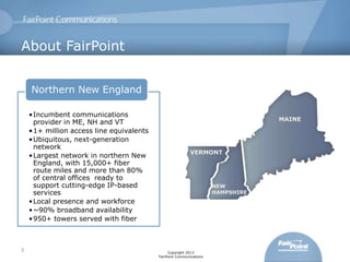 FairPoint Communications Corporate Overview 2013 | PPTX | Computer ...
