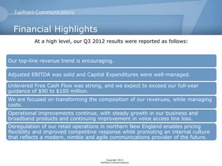 FairPoint Communications Corporate Overview 2013 | PPTX | Computer ...