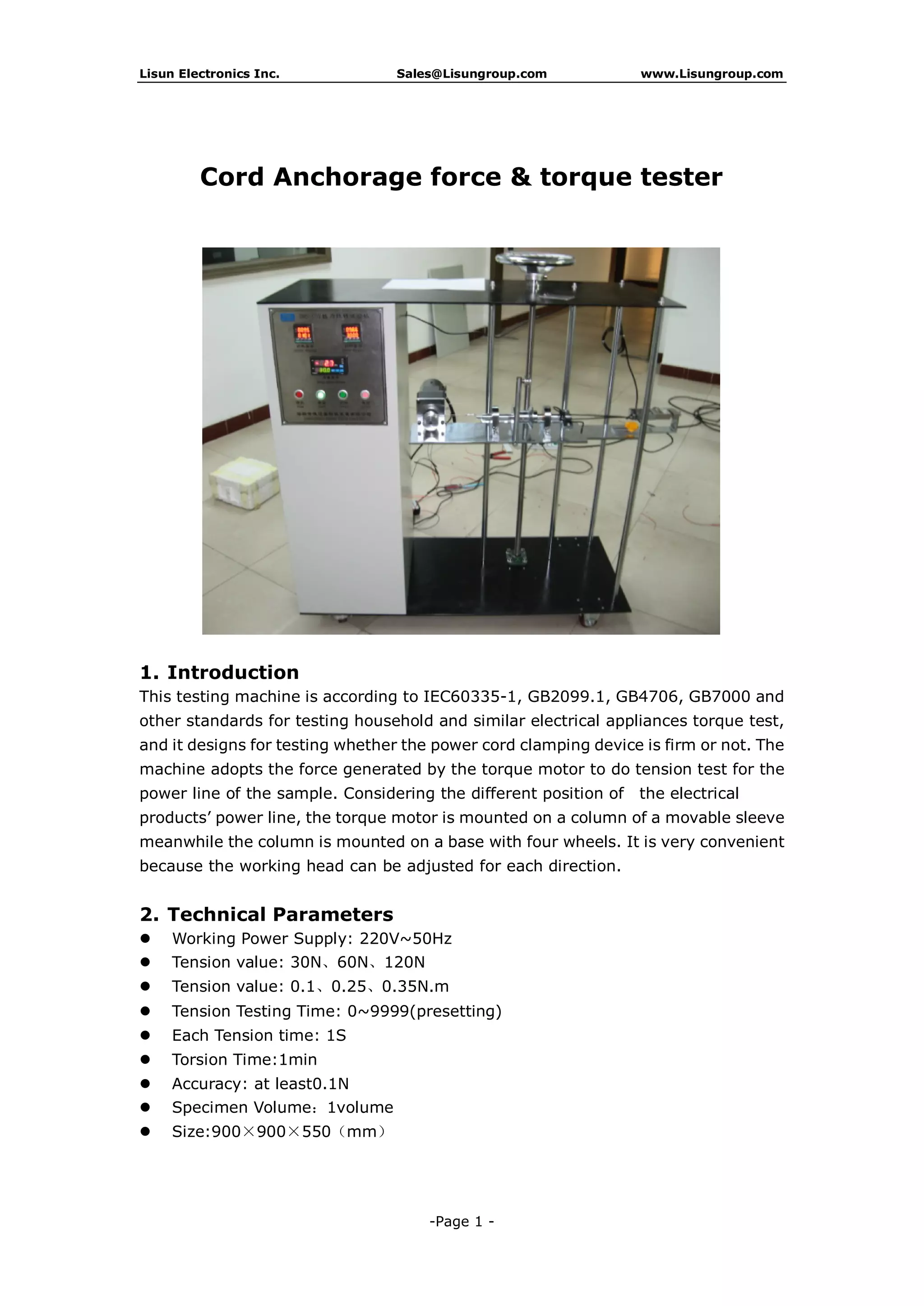Cord anchorage-force-torque-tester | PDF