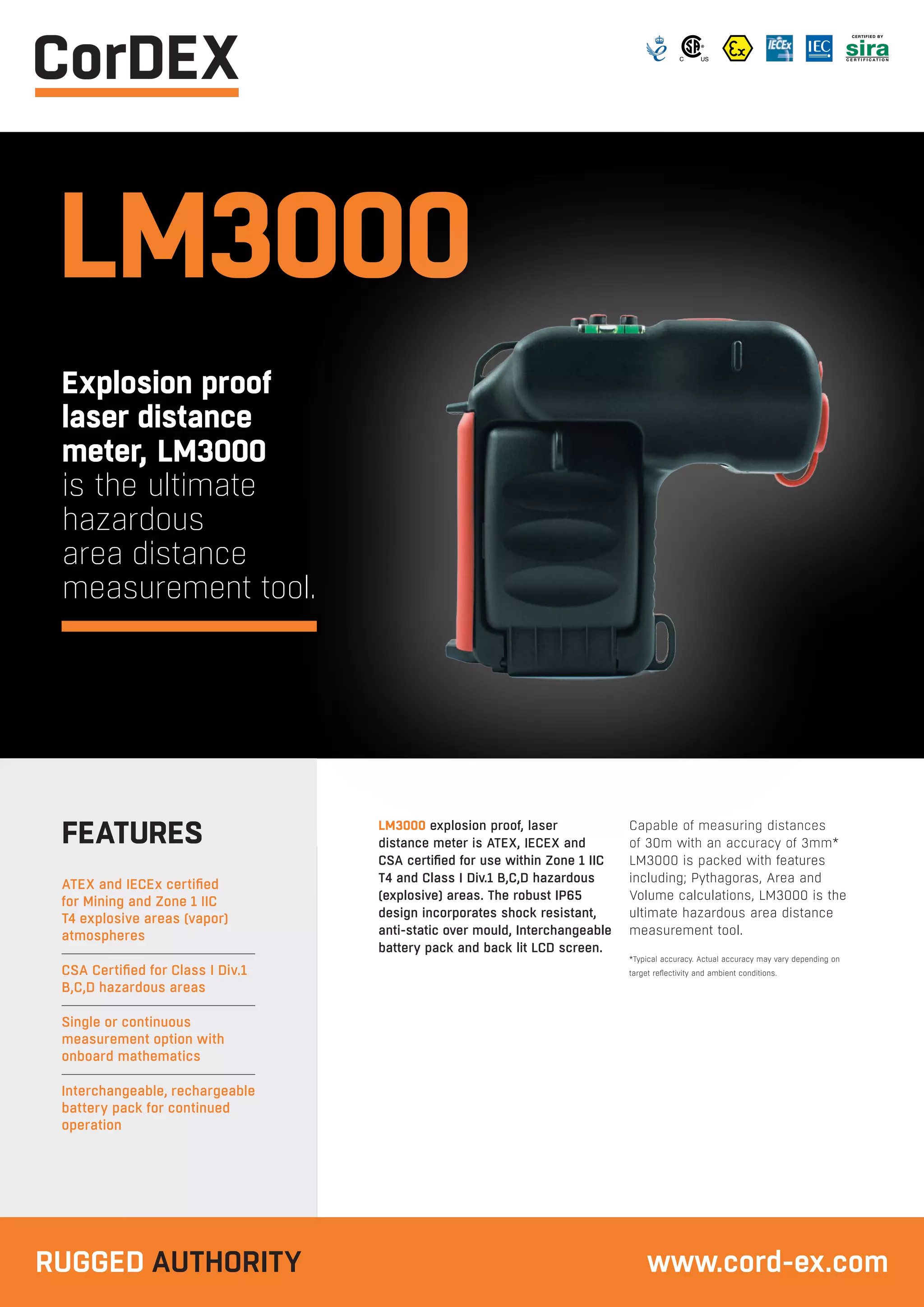 Cordex LM3000 Hazardous Area Laser Distance Meter | PDF