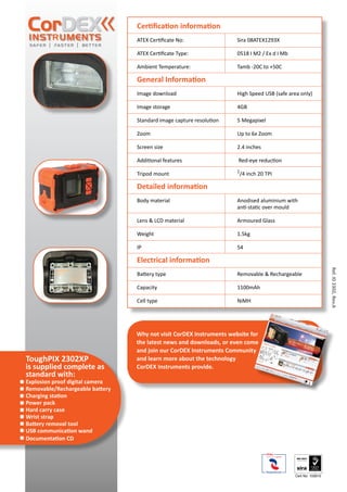 Cordex ToughPIX 2302XP ATEX Hazardous Area Digital Camera - User Manual ...