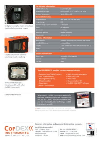 Cordex ToughPIX 2303XP Hazardous Area ATEX Digital Camera - User Manual ...