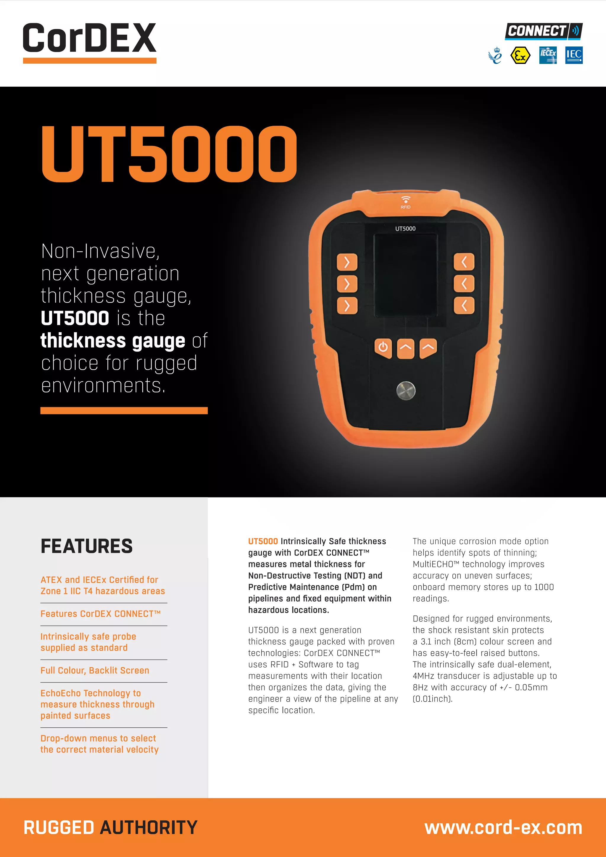 Cordex UT5000 Hazardous Thickness Gauge | PDF