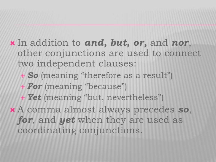 Cordinating conjunctions