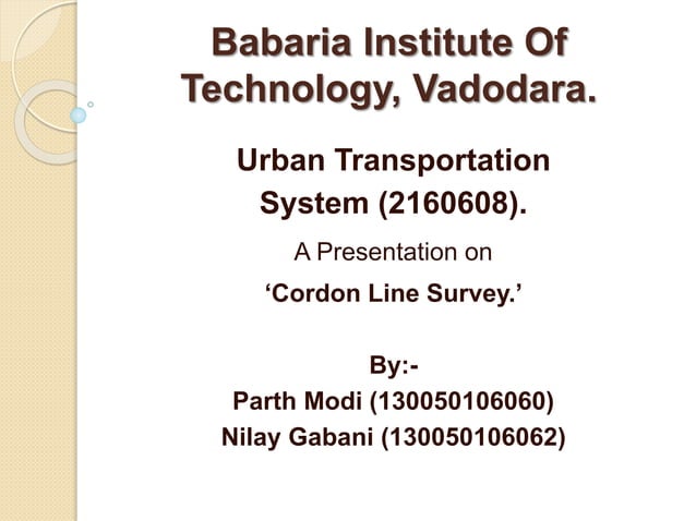 Cordon line survey | PPTX | Auto Safety | Automotive