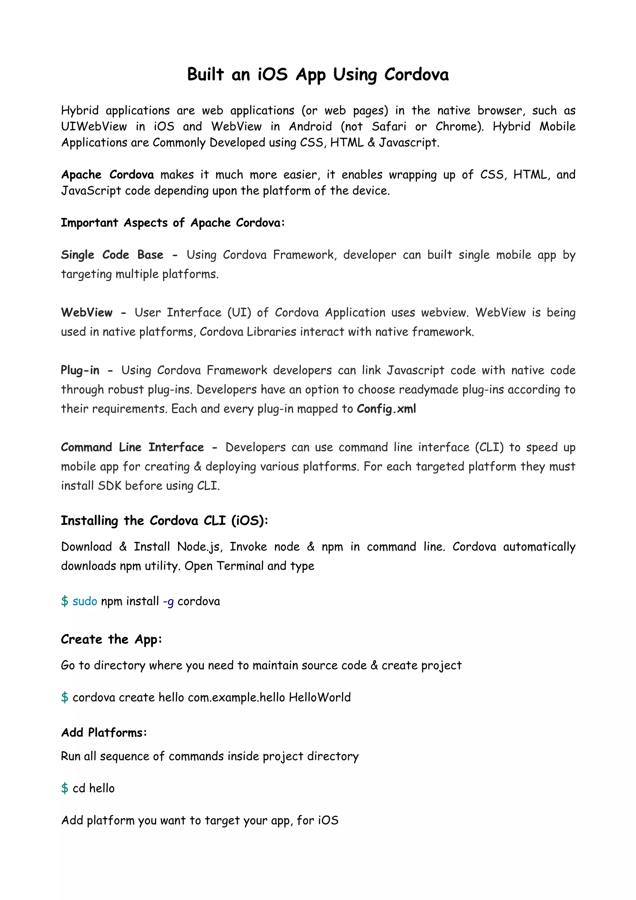 Ios App Using Cordova Pdf