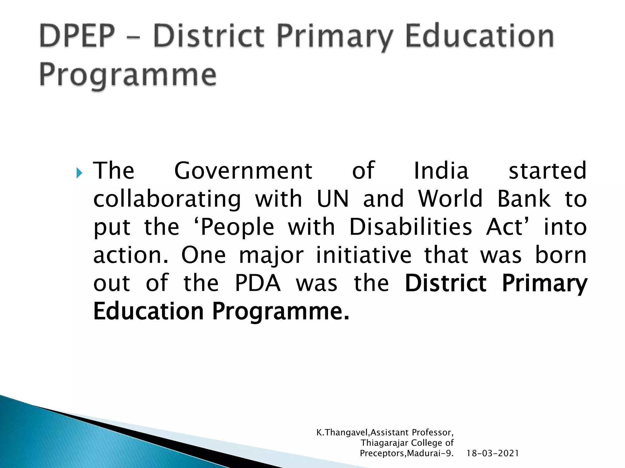 DISTRICT PRIMARY EDUCATION PROGRAMME | PPTX