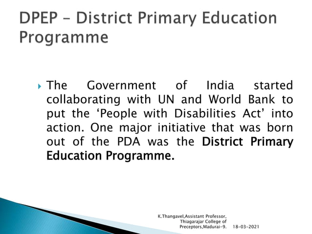 DISTRICT PRIMARY EDUCATION PROGRAMME | PPTX