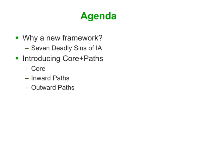 Core and Paths: Designing Findability from the Inside and Out | PPT