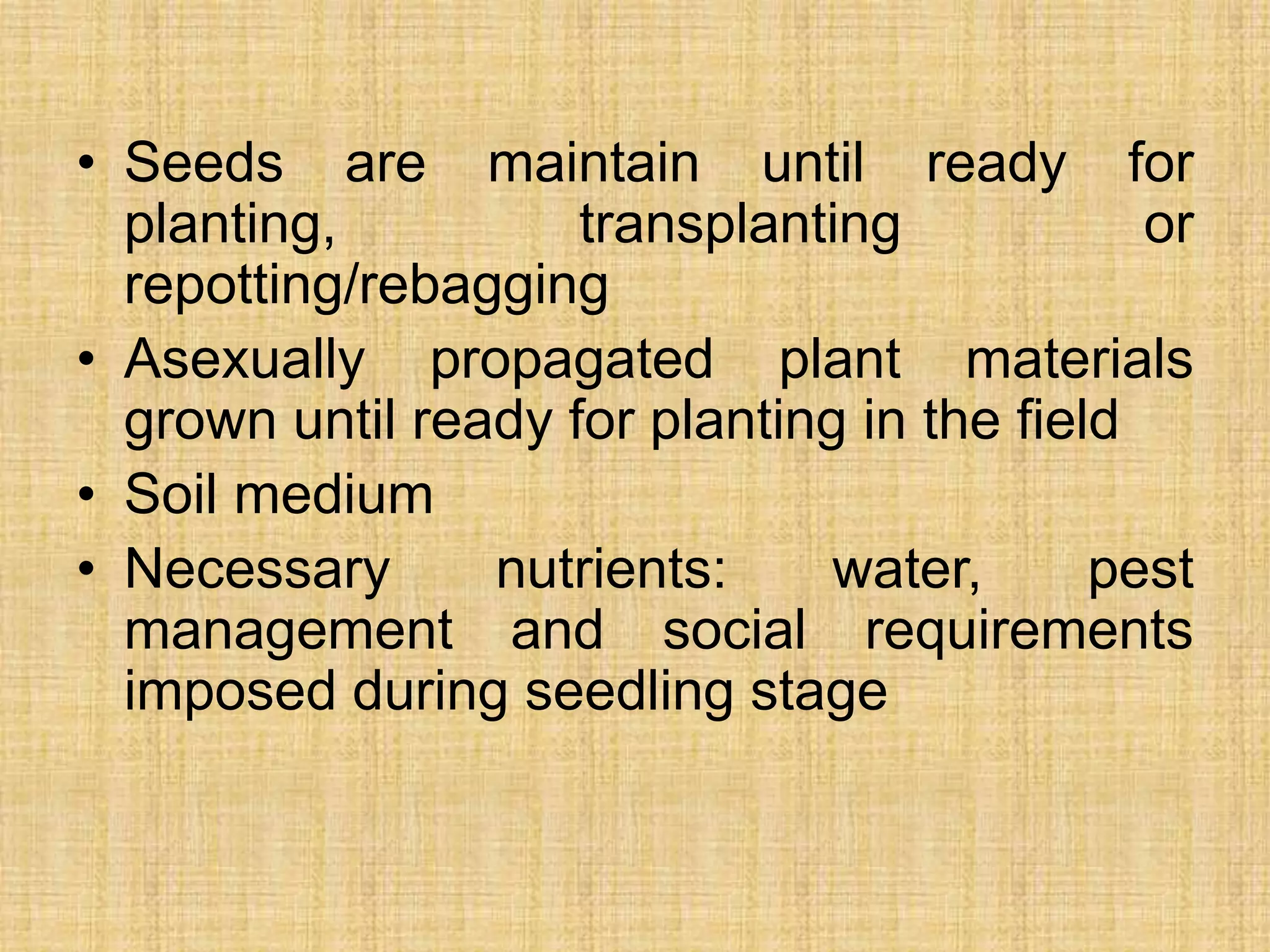 Core uc1-nursery facilities AGRICULTURAL CROP PRODUCTION | PPTX