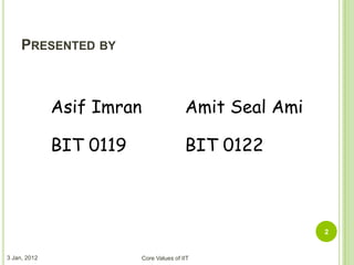 Core values of IIT | PPTX