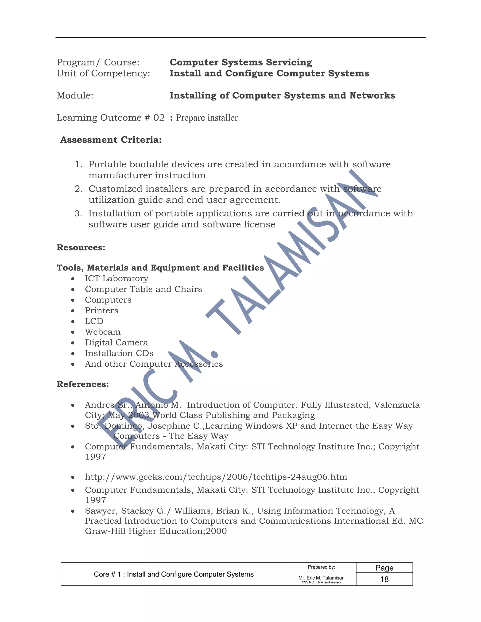 Css Core 1 Install And Configure Computer Systems And Networks Pdf Operating Systems