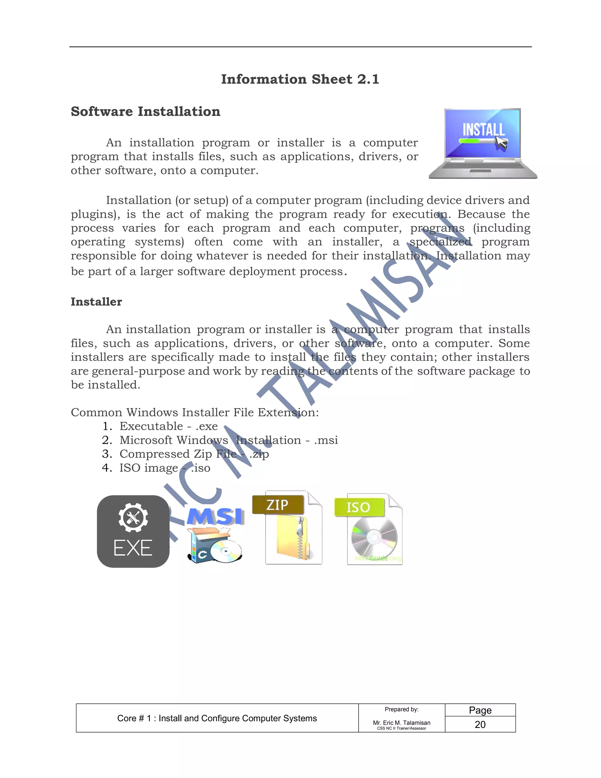 Css Core 1 Install And Configure Computer Systems And Networks Pdf Operating Systems