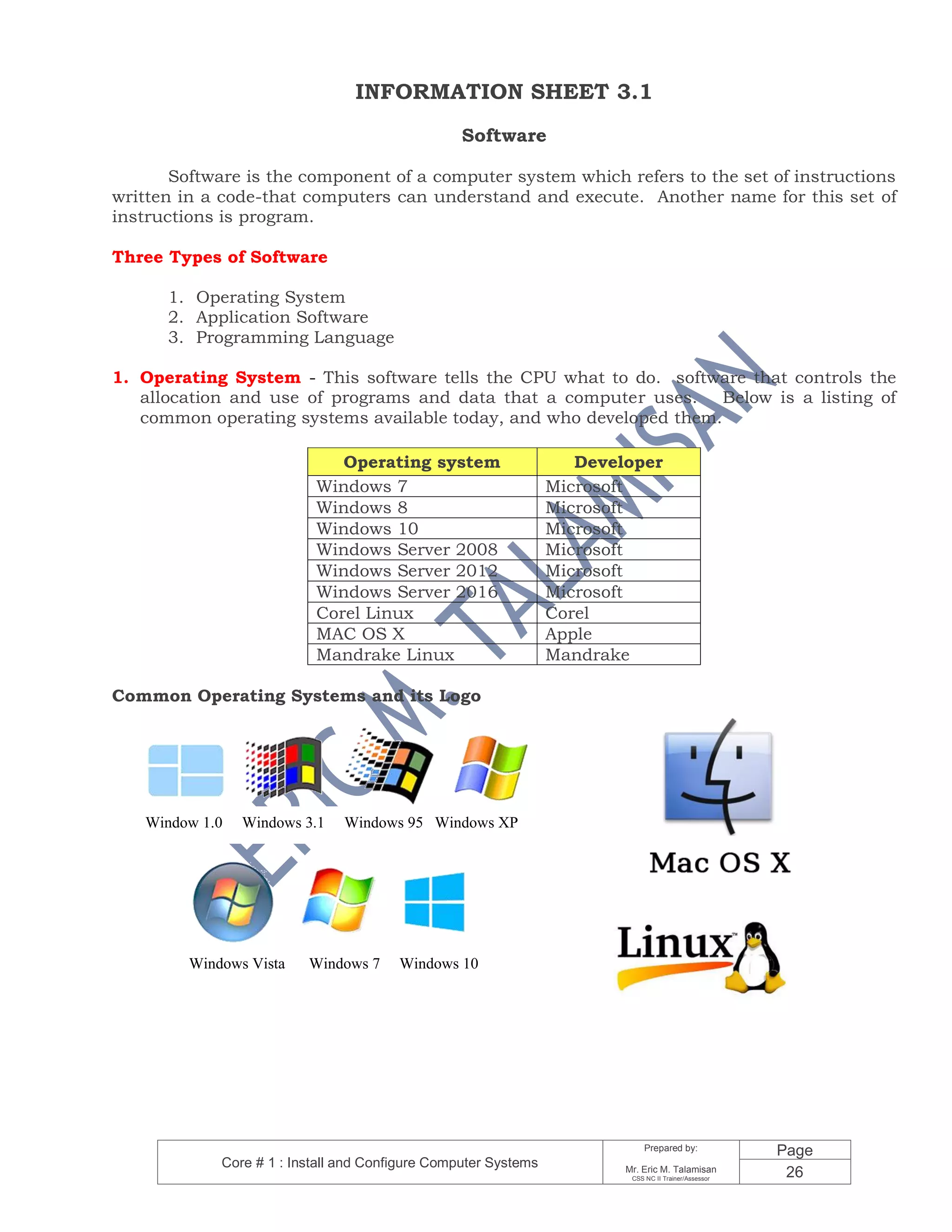 Css Core 1 Install And Configure Computer Systems And Networks Pdf
