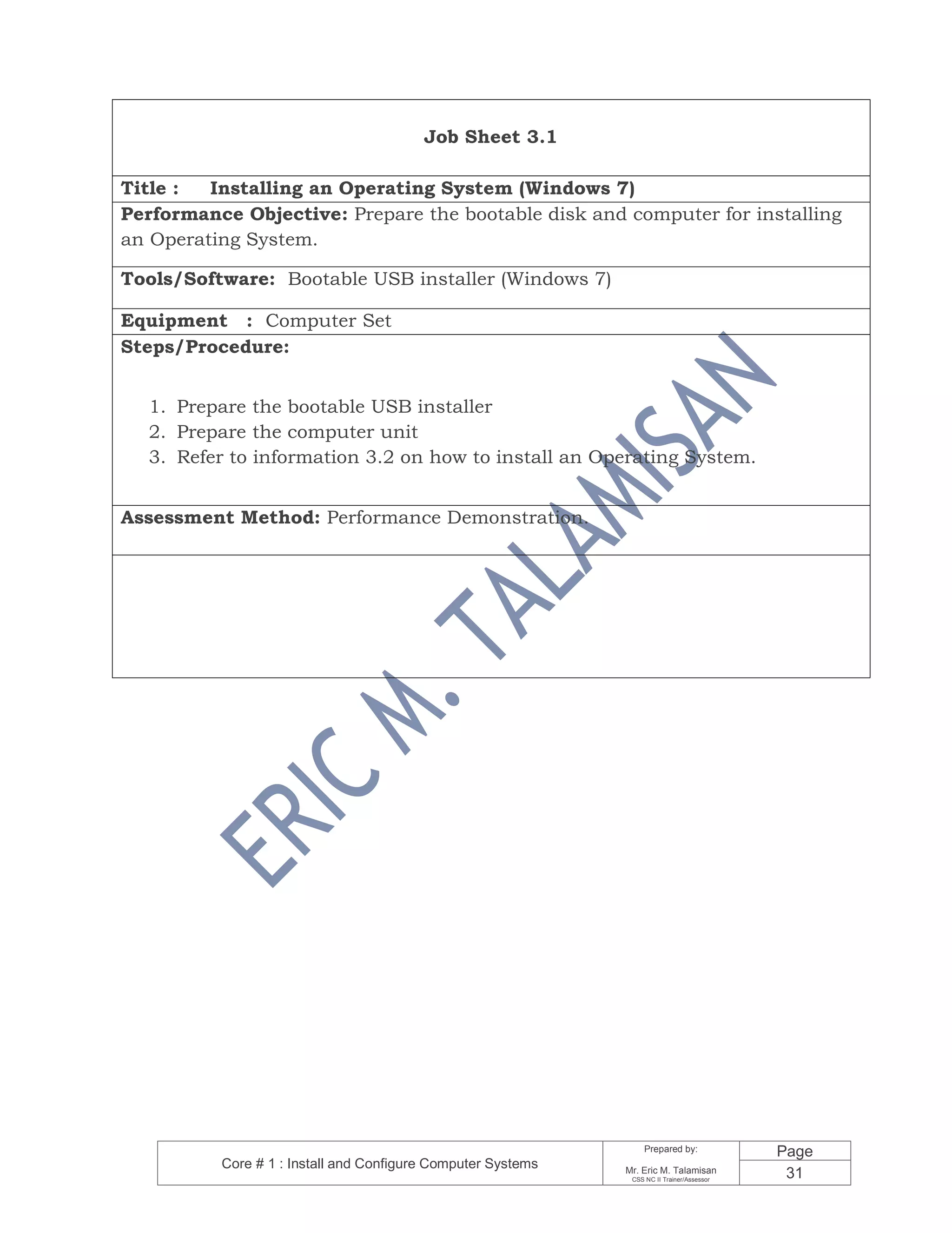 Css Core 1 Install And Configure Computer Systems And Networks Pdf Operating Systems