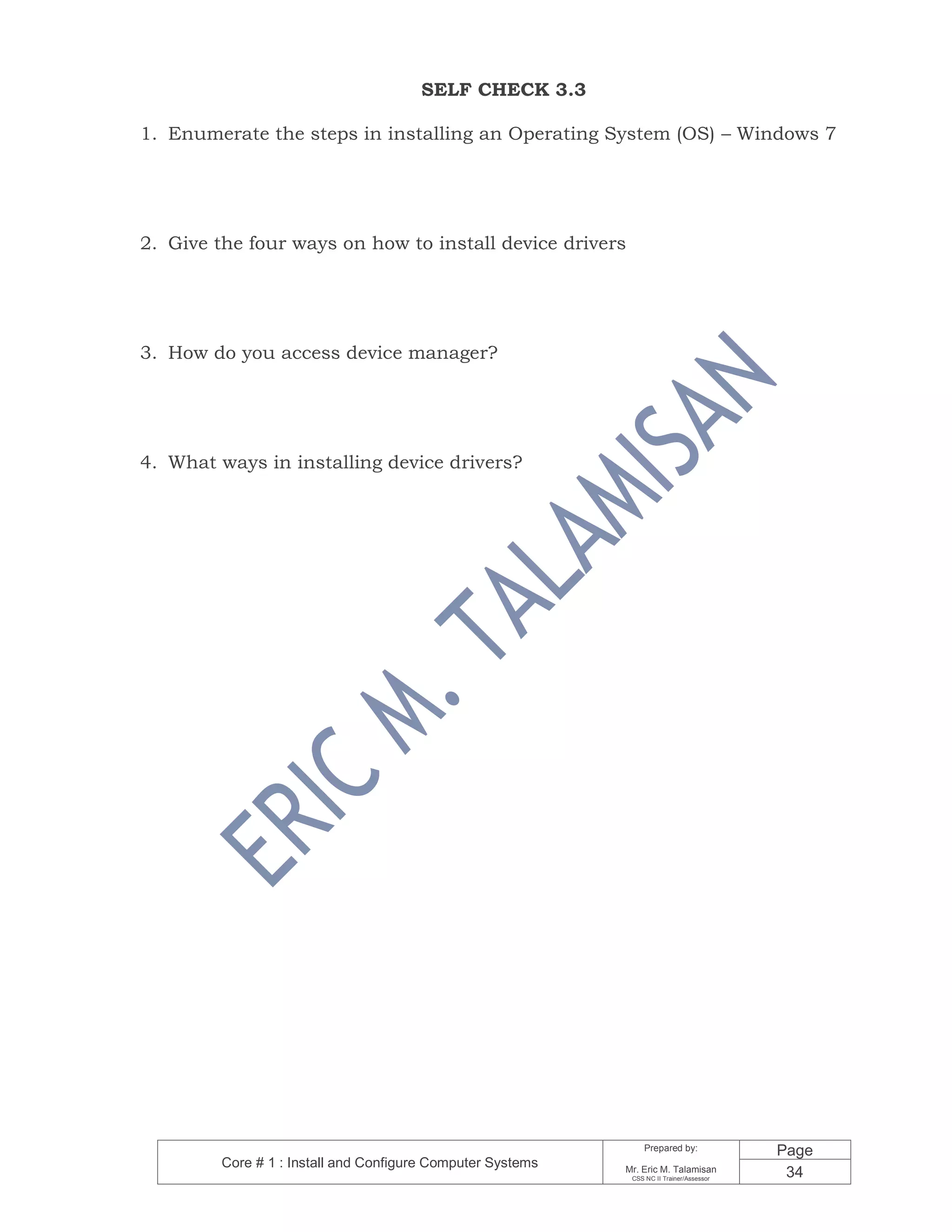 Css Core 1 Install And Configure Computer Systems And Networks Pdf