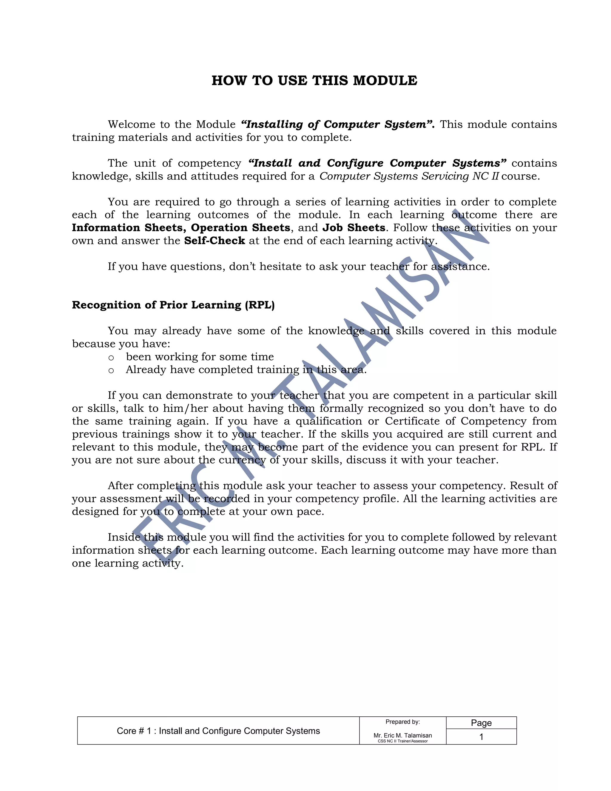 Css Core 1 Install And Configure Computer Systems And Networks Pdf