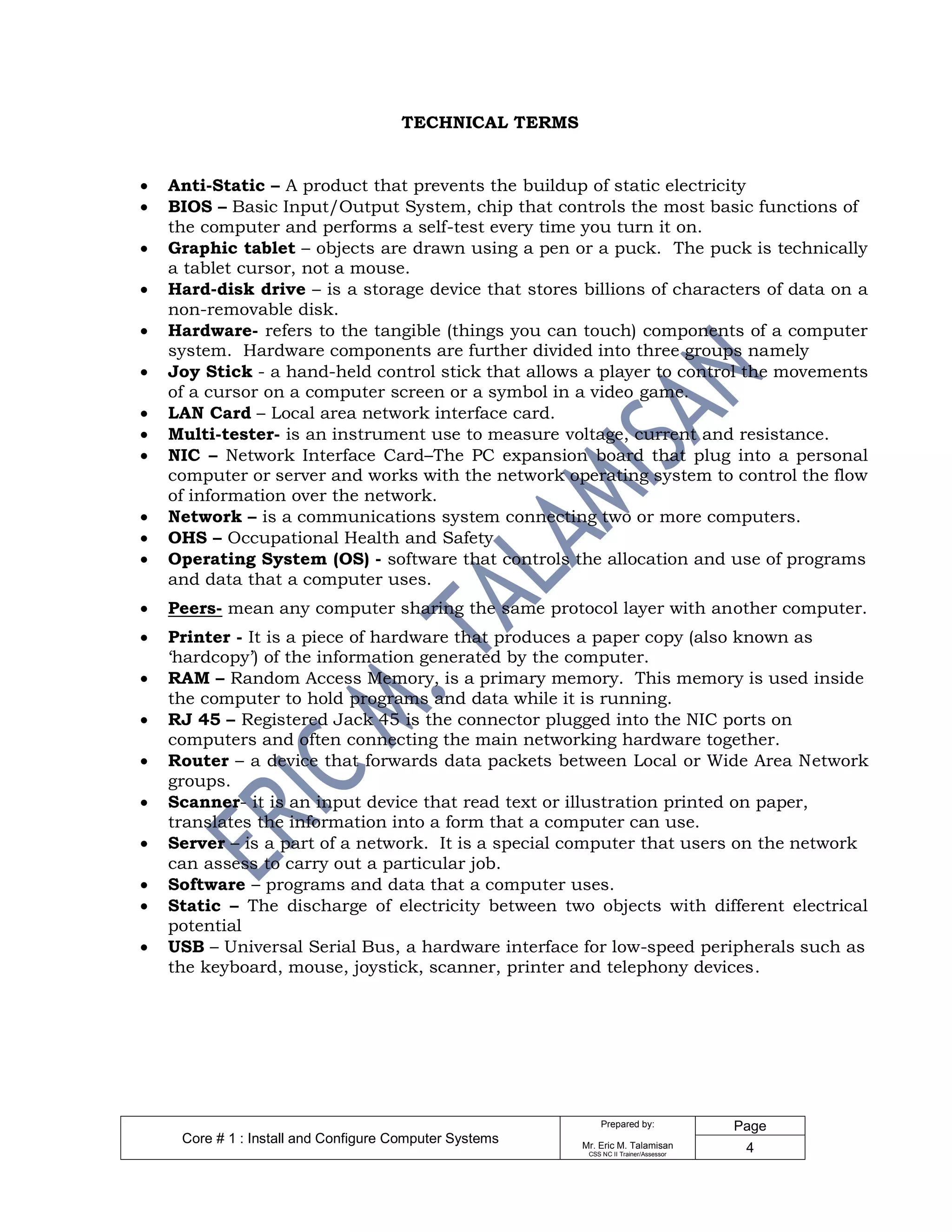 Css Core 1 Install And Configure Computer Systems And Networks Pdf