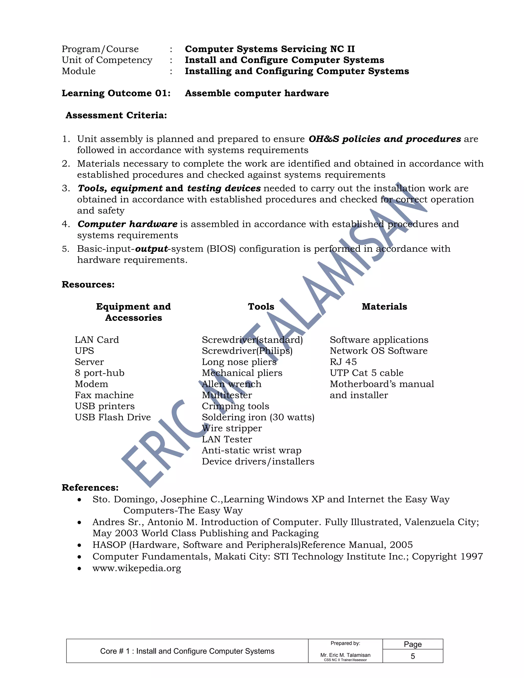 Css Core 1 Install And Configure Computer Systems And Networks Pdf Operating Systems