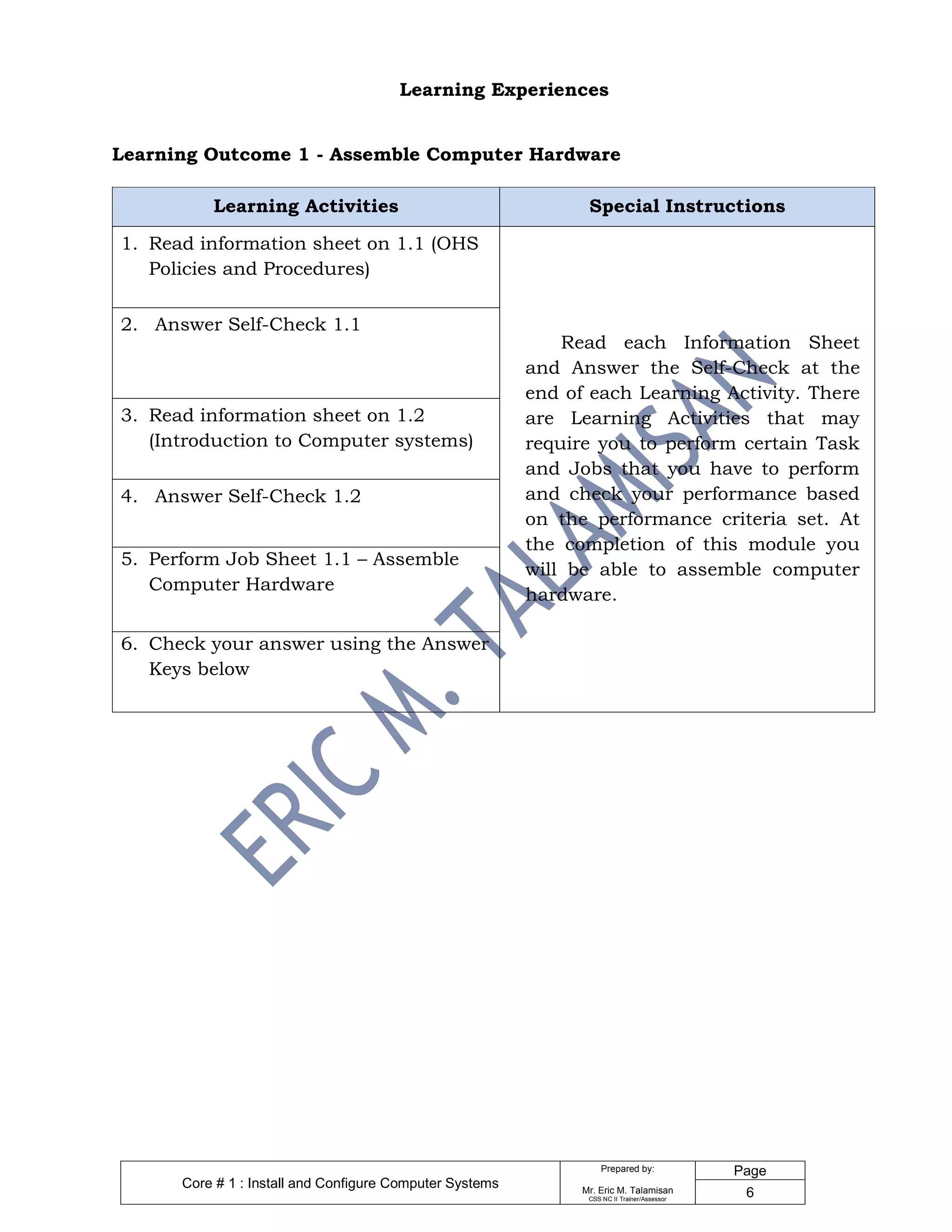 Css Core 1 Install And Configure Computer Systems And Networks Pdf Operating Systems