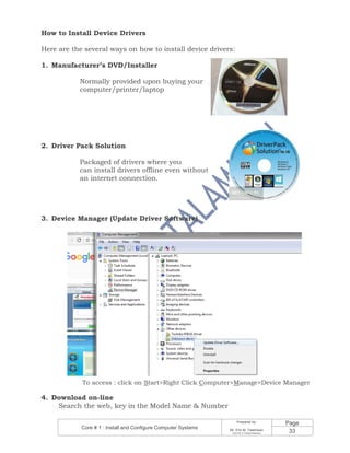CSS CORE 1 - INSTALL & CONFIGURE COMPUTER SYSTEMS AND NETWORKS | PDF