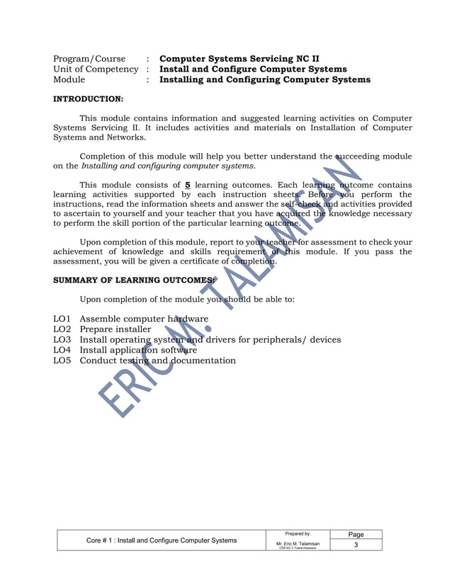 CSS CORE 1 - INSTALL & CONFIGURE COMPUTER SYSTEMS AND NETWORKS | PDF | Operating Systems ...