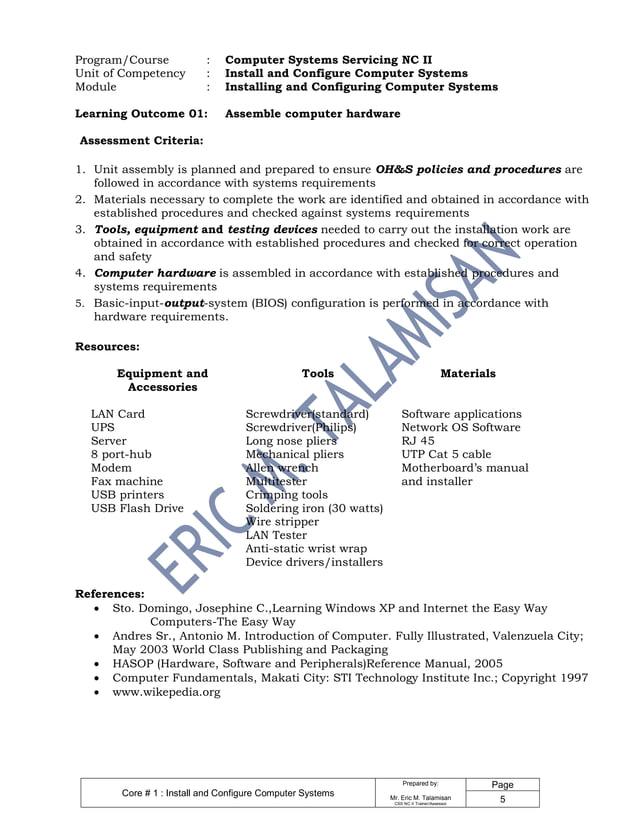 CSS CORE 1 - INSTALL & CONFIGURE COMPUTER SYSTEMS AND NETWORKS | PDF | Operating Systems ...