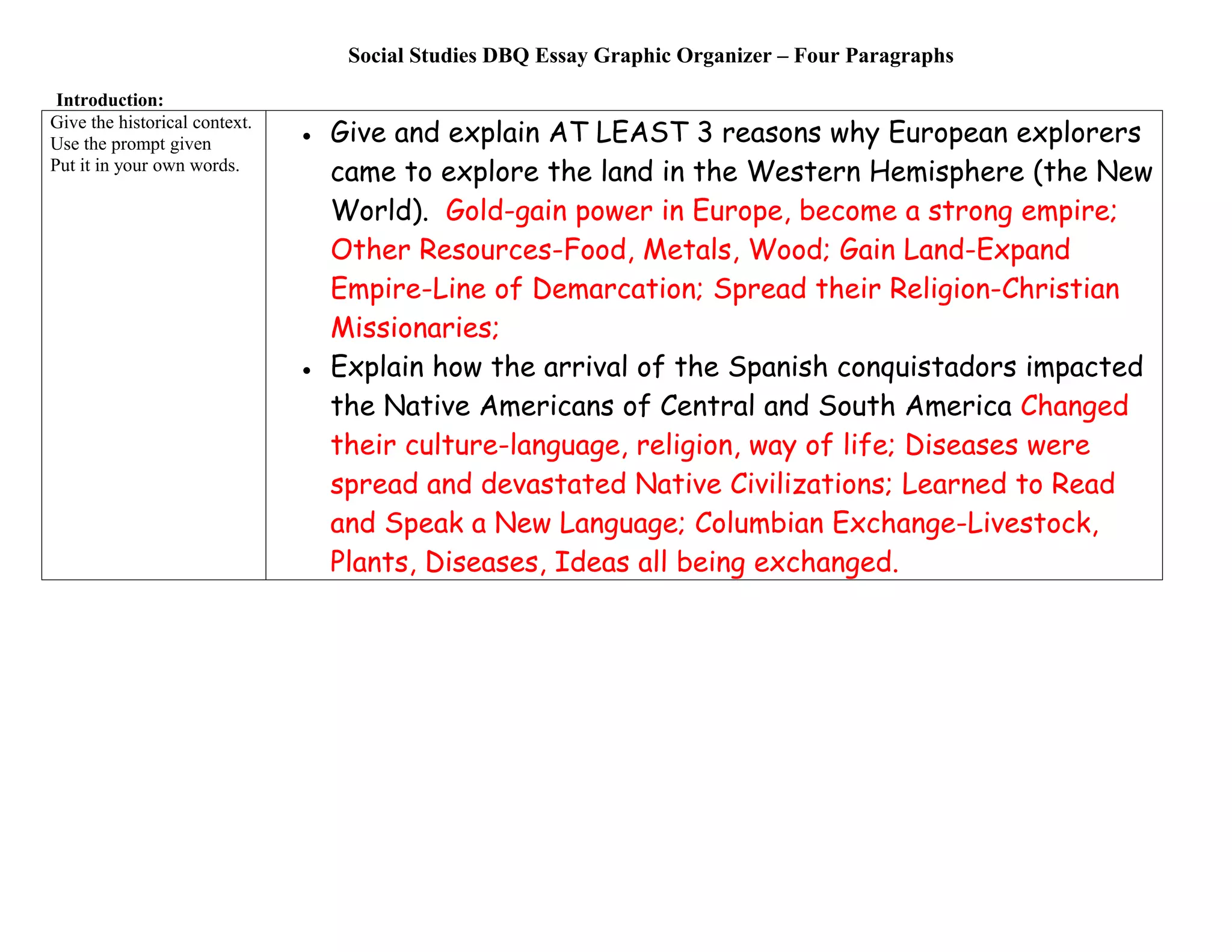 Core 3 exploration dbq brain storming | DOC