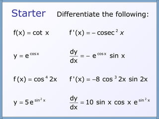 Core 4 Differentiating Trigonometic Functions 2 | PPT