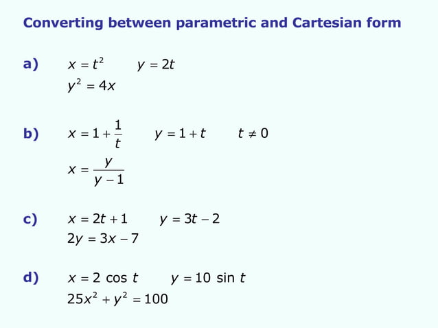 Core 4 Parametric Equations 1 | PPT