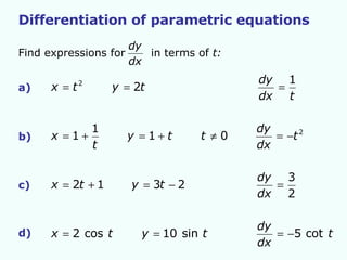 Core 4 Parametric Equations 2 | PPT