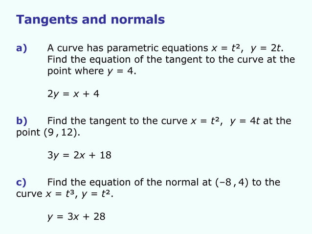 Core 4 Parametric Equations 2 | PPT