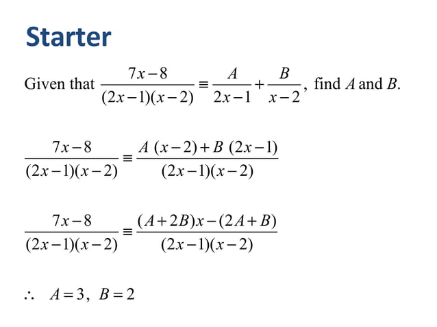Core 4 Partial Fractions 1 | PPT