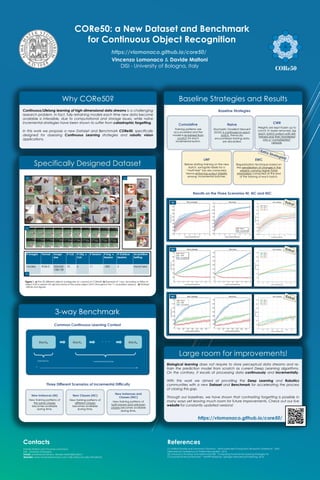 CORe50: a New Dataset and Benchmark for Continuous Object Recognition ...