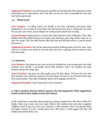 Core, actual and augmented products of different companies | DOCX