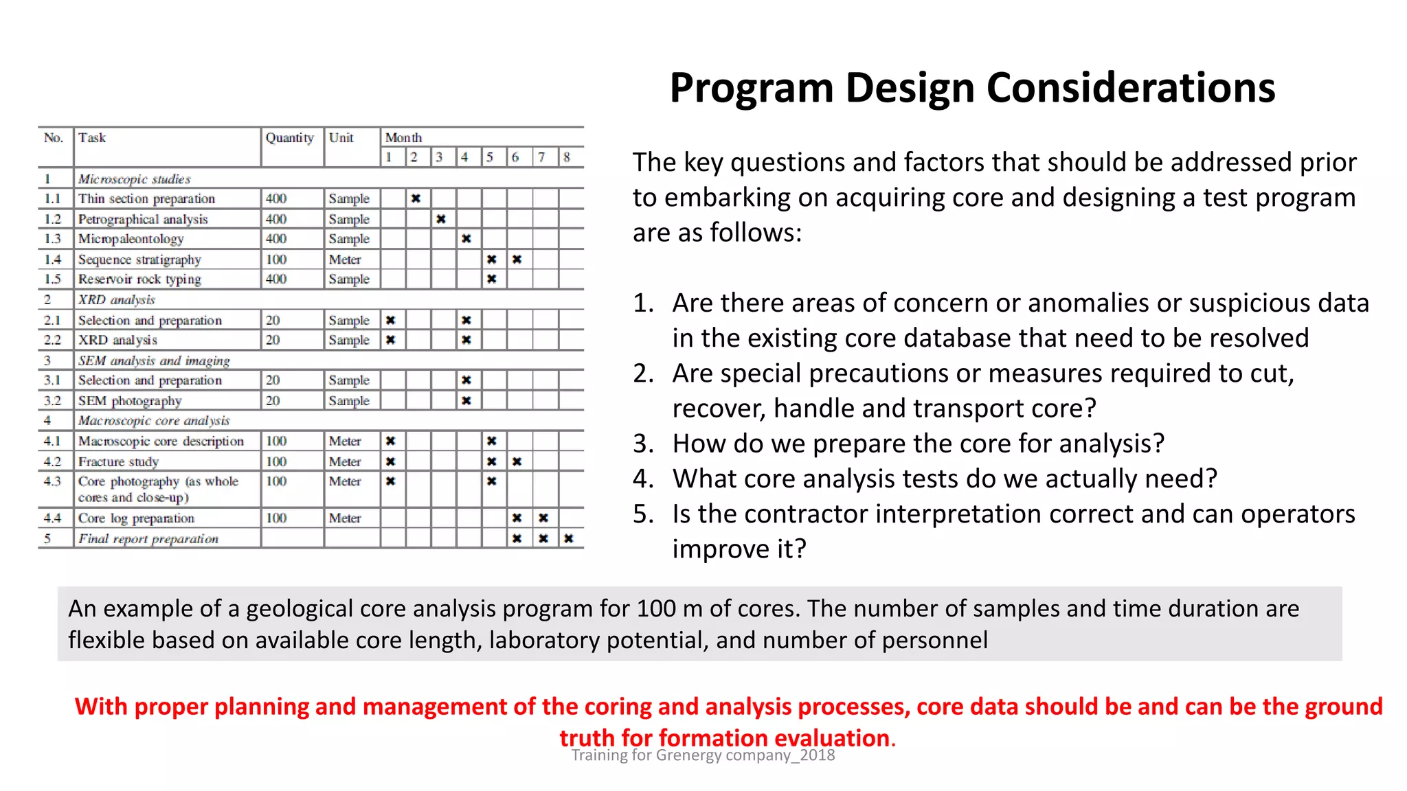 Core analysis & wellsite core acquisition, handling and transportation ...