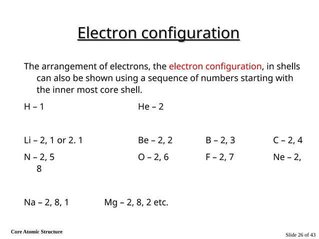 Igcse chemisty on topic of Core Atomic structure.ppt