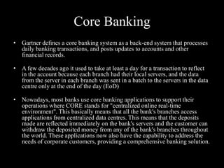 Core banking and electronic clearance settlement system | PPTX