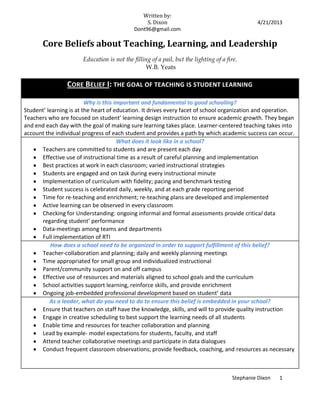 Core beliefs about teaching | PDF