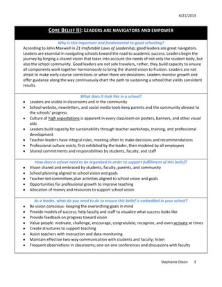 Core beliefs about teaching | PDF