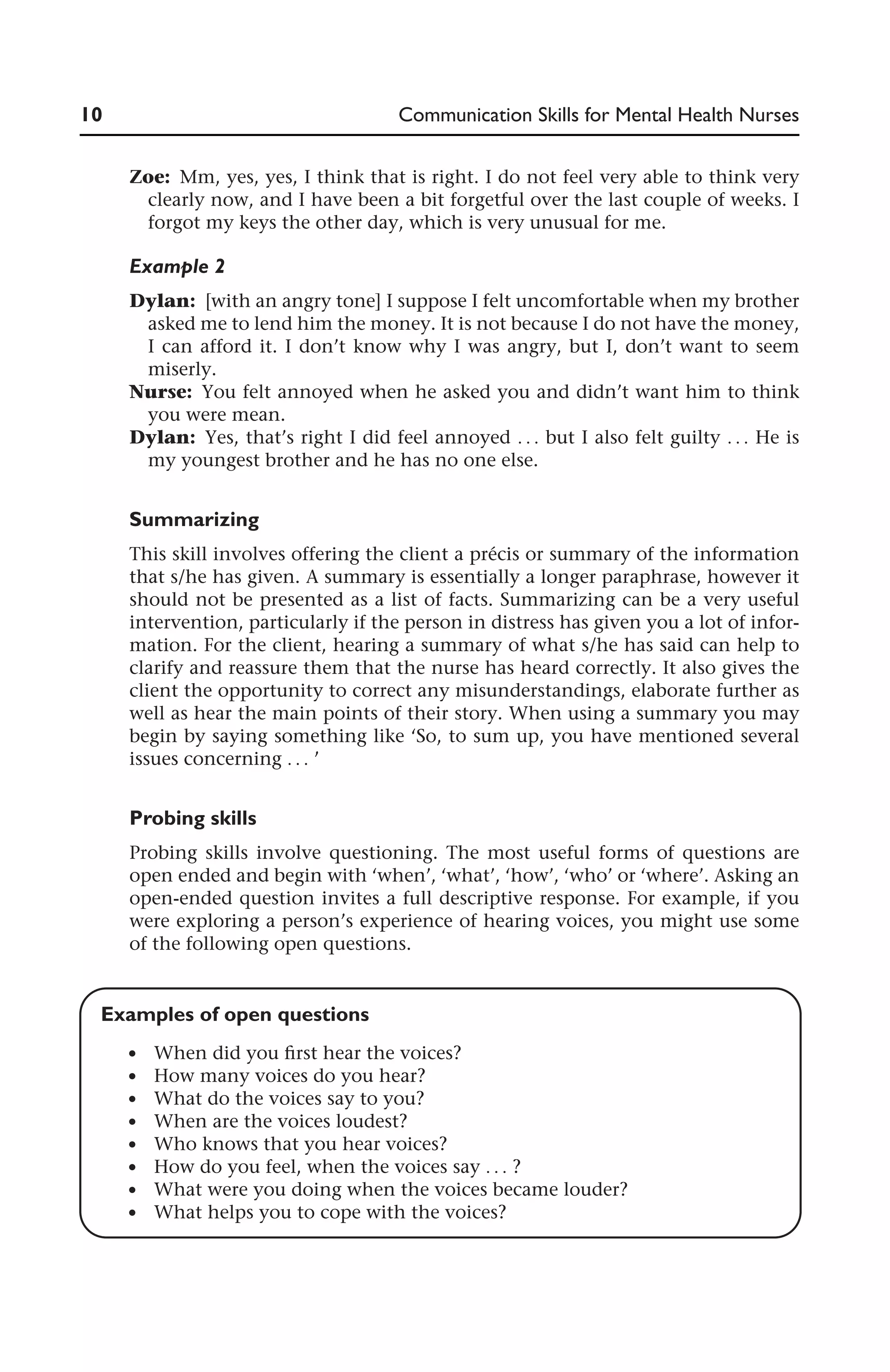 Core communication skills in mental health nursing | PDF