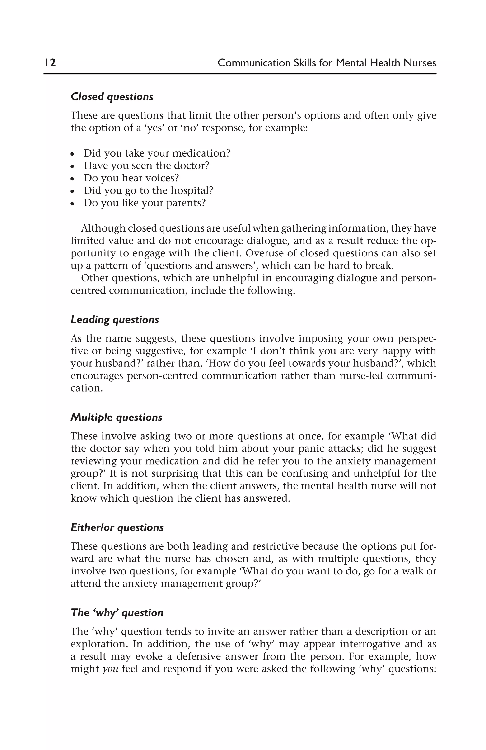 Core communication skills in mental health nursing | PDF