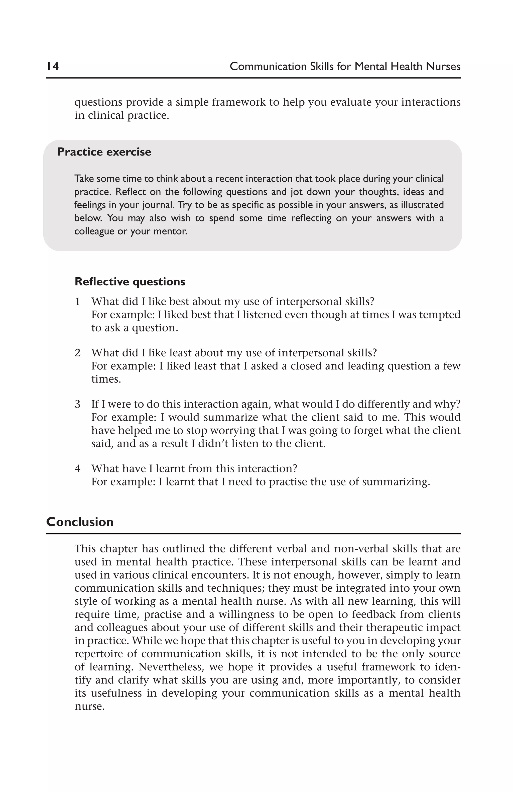 Core communication skills in mental health nursing | PDF